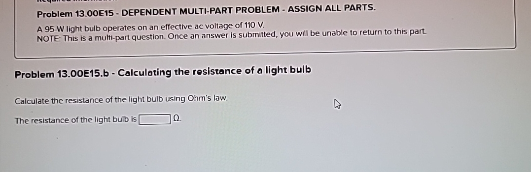 Solved Problem 13.00E15 - ﻿DEPENDENT MULTI-PART PROBLEM - | Chegg.com