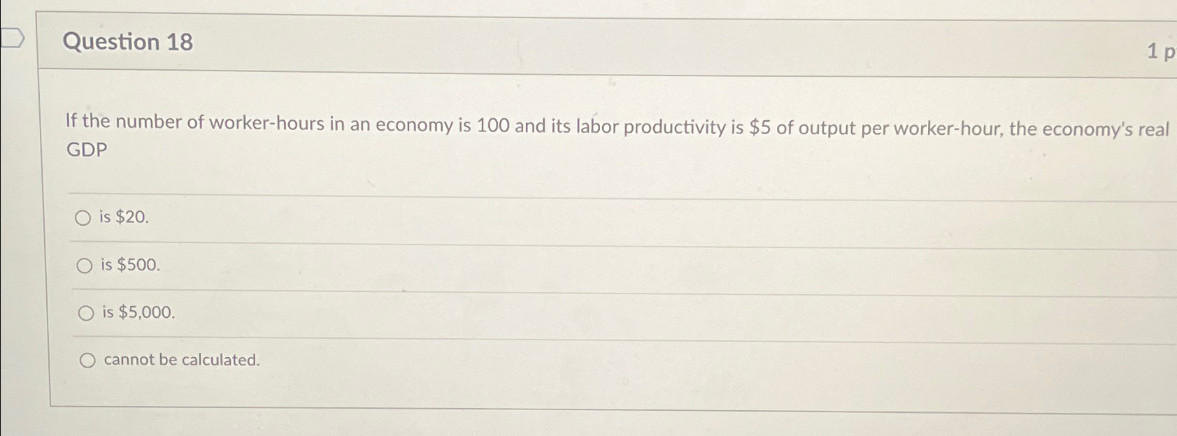 Solved Question 18If the number of worker-hours in an | Chegg.com