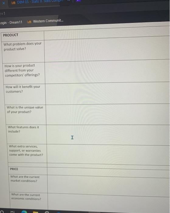 Solved 11.Product & Service Description Worksheet Business | Chegg.com
