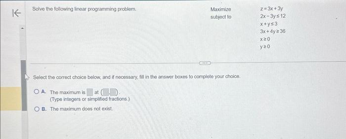 Solved Solve the following linear programming problem. | Chegg.com
