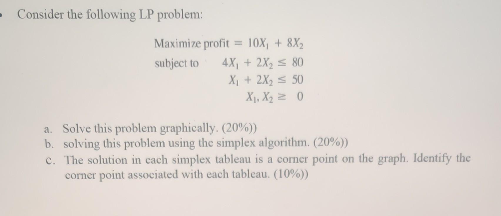 Solved Consider the following LP problem: Maximize profit | Chegg.com
