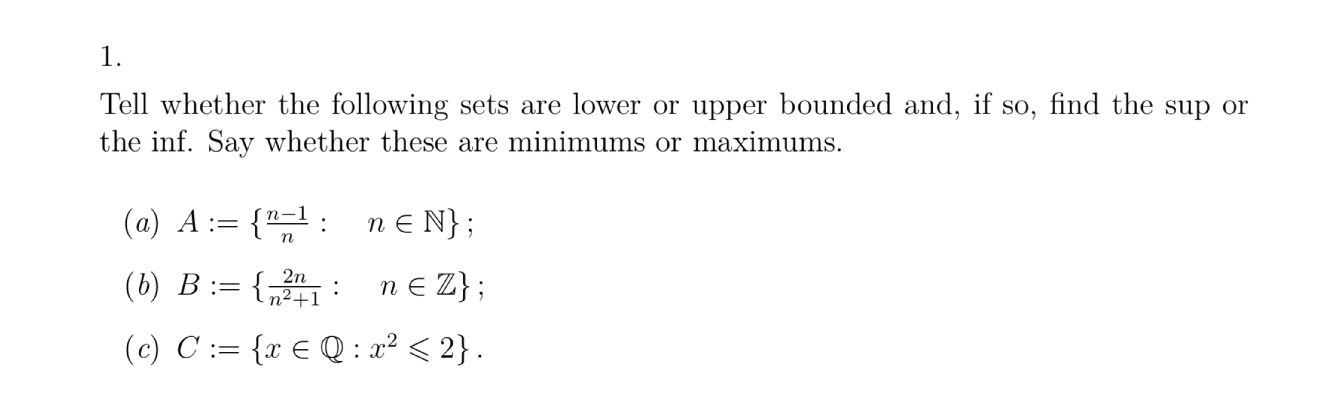 Solved Tell whether the following sets are lower or upper | Chegg.com