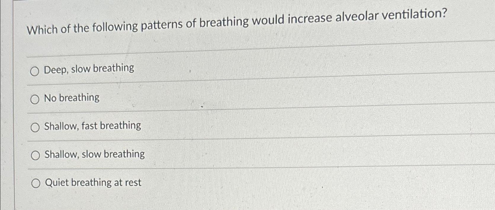 Solved Which of the following patterns of breathing would | Chegg.com