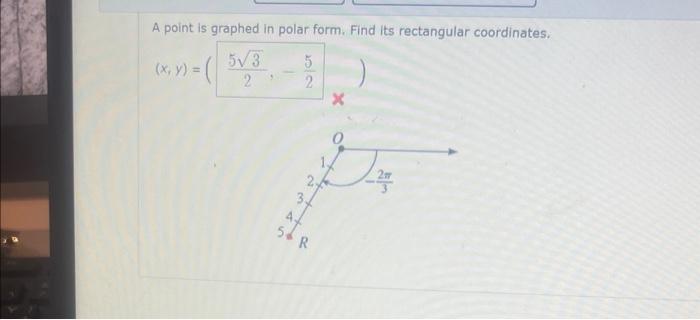 Solved A point is graphed in polar form. Find its | Chegg.com