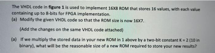 Solved The VHDL code in figure 1 is used to implement 16X8 | Chegg.com