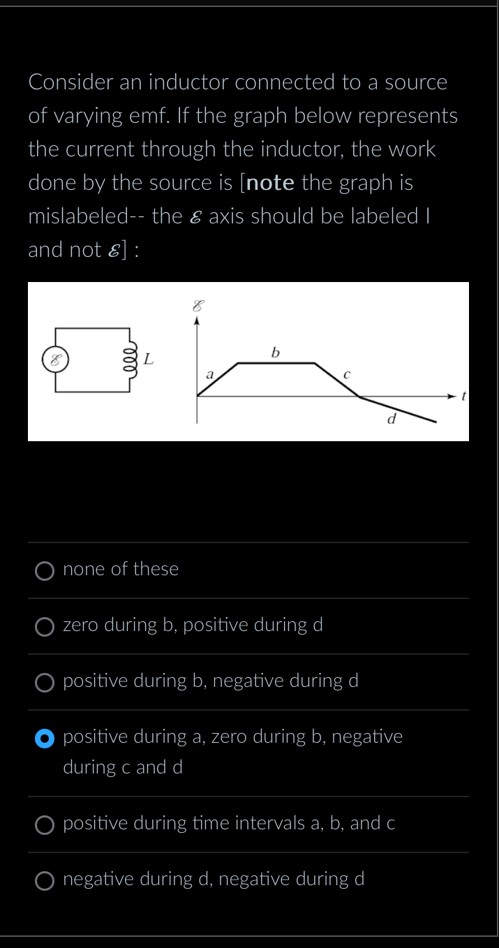 Solved Consider An Inductor Connected To A Source Of Varying
