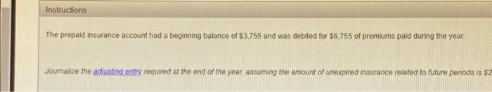 The prepaid insurance account had a beginning balance | Chegg.com