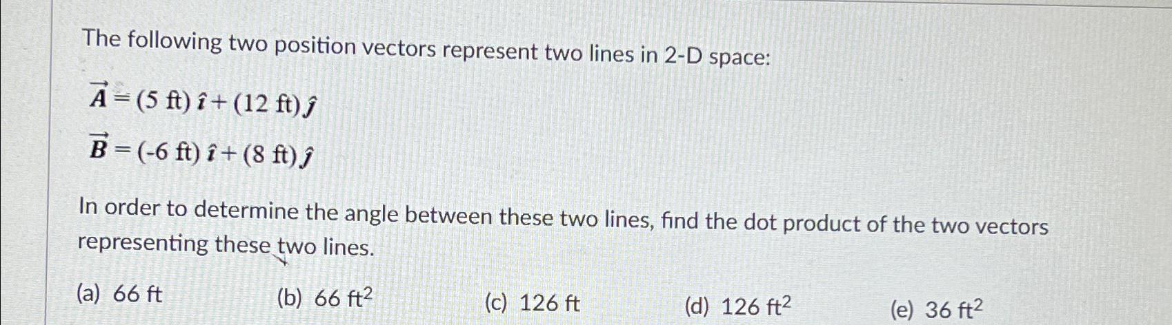 Solved The following two position vectors represent two | Chegg.com