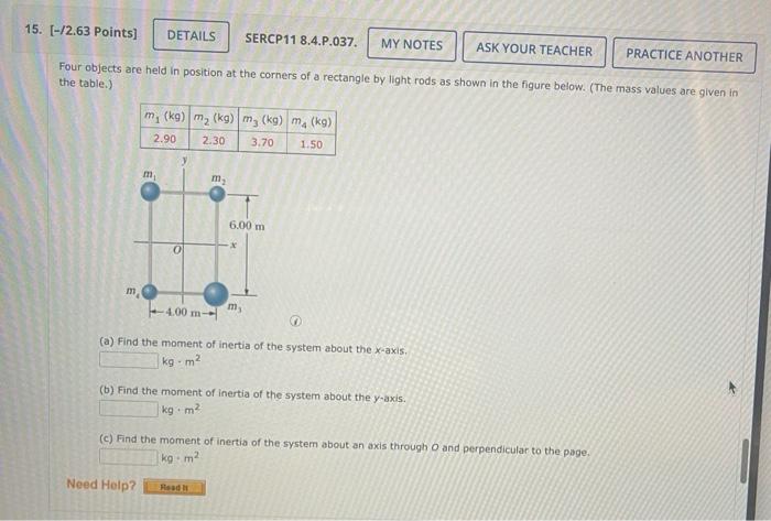 Solved Four objects are held In position at the corners of a | Chegg.com