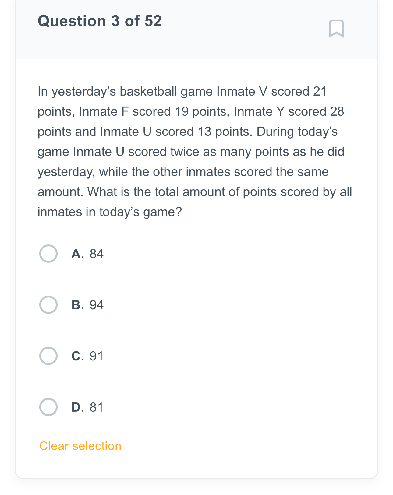 Solved In yesterday's basketball game Inmate V ﻿scored | Chegg.com