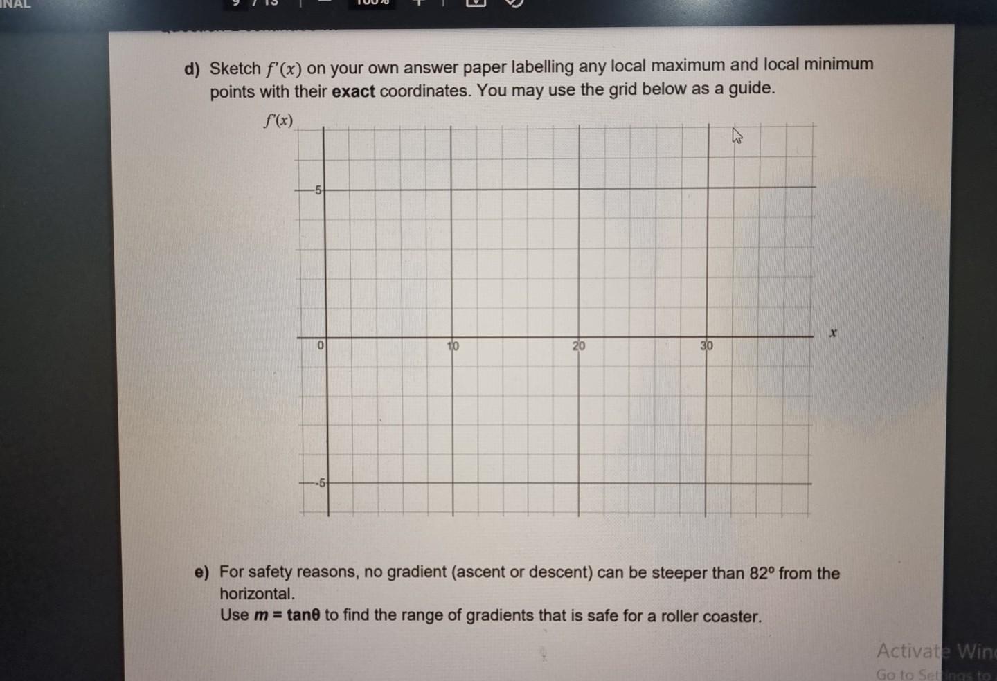 Solved Below is a graph representing part of the side view | Chegg.com
