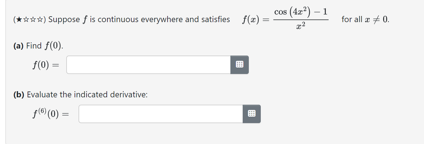Solved ( *** 分分放) ﻿Suppose f ﻿is continuous everywhere and | Chegg.com
