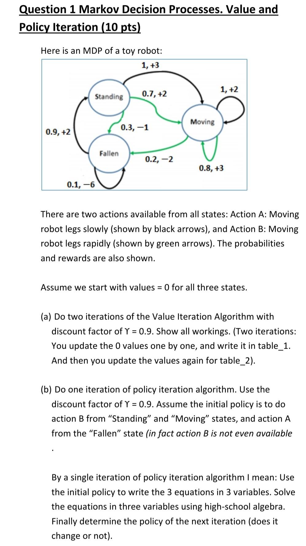 Solved Question 1 Markov Decision Processes. Value and | Chegg.com