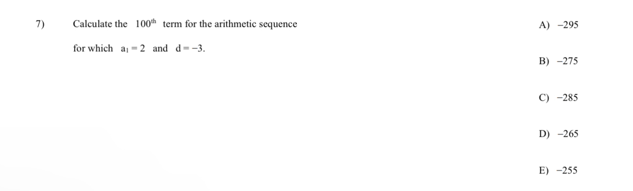 Solved Calculate the 100th ﻿term for the arithmetic | Chegg.com