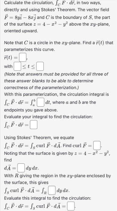 Solved Calculate the circulation, ∫CF⋅dr, in two ways, | Chegg.com