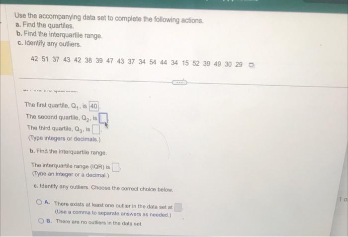 Solved Use the accompanying data set to complete the | Chegg.com