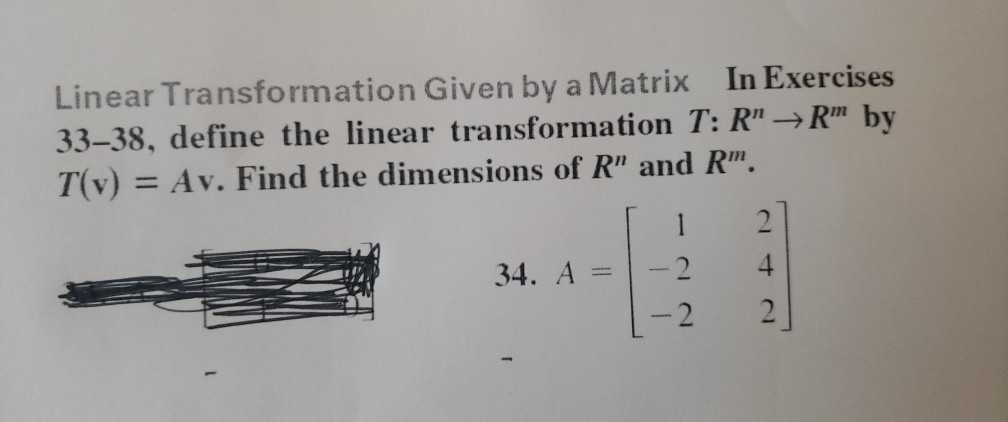 Solved Linear Transformation Given by a Matrix In Exercises | Chegg.com