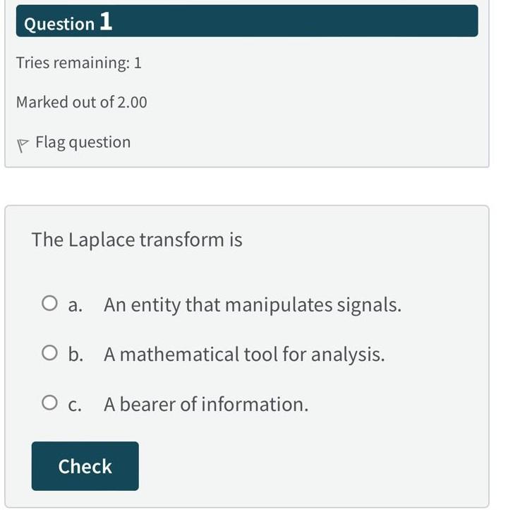 Solved Question 1 Tries remaining: 1 Marked out of 2.00 p | Chegg.com