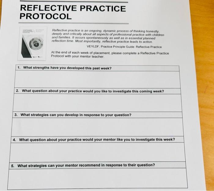 Solved REFLECTIVE PRACTICE PROTOCOL | Chegg.com