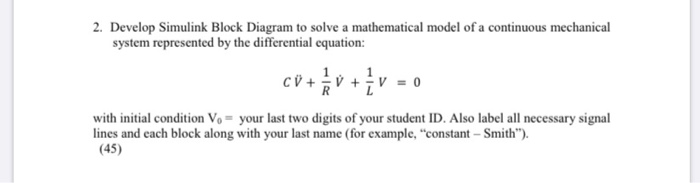 Solved 2. Develop Simulink Block Diagram to solve a | Chegg.com