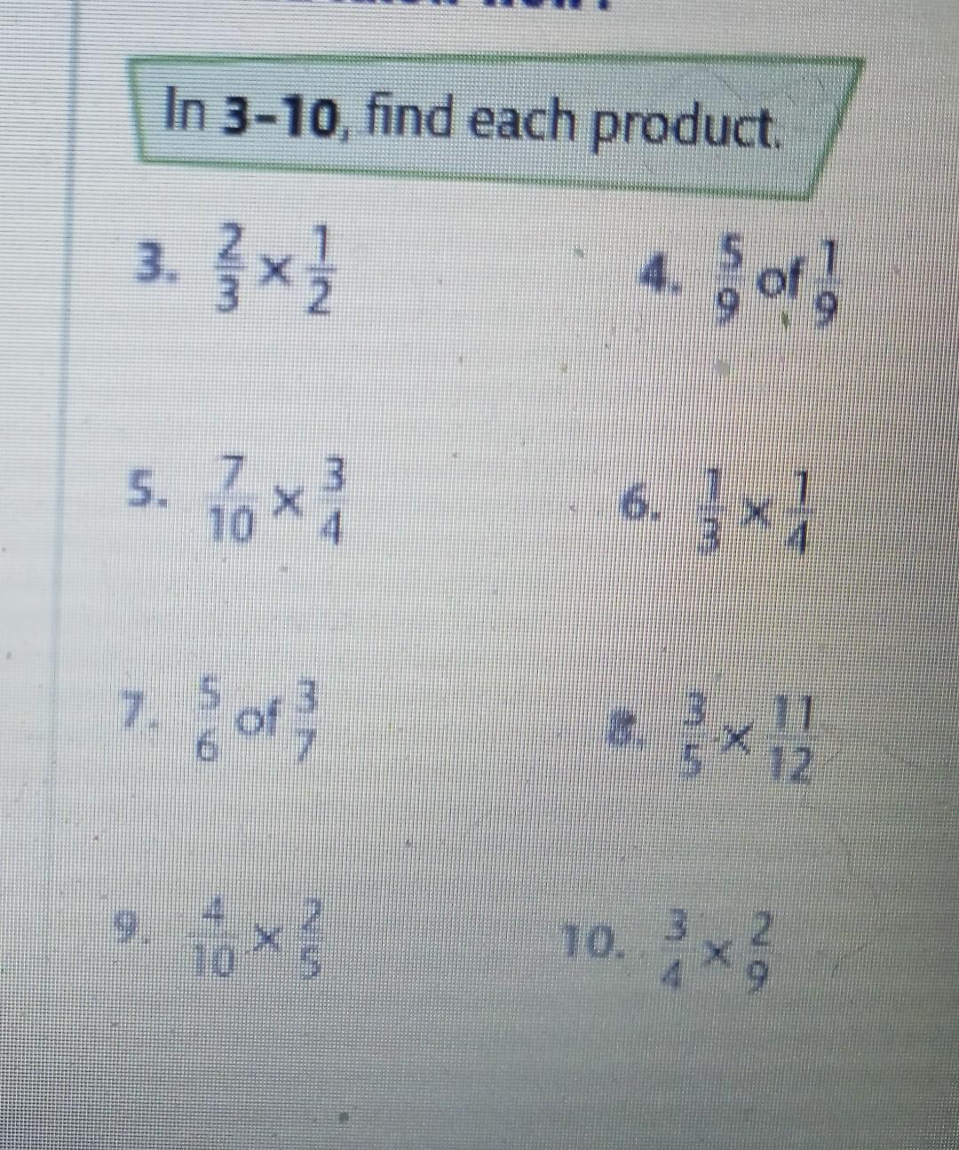Solved In 3-10, find each product 3. ? x x1 4. of 5.7 x 3 4 | Chegg.com