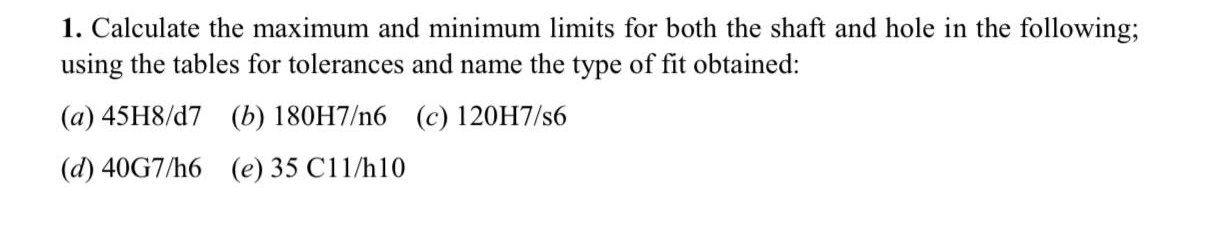 Solved 1. Calculate the maximum and minimum limits for both | Chegg.com