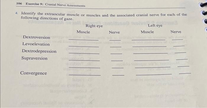 Solved 106 Exercise 9: Cranial Nerve Assessments 4. Identify | Chegg.com