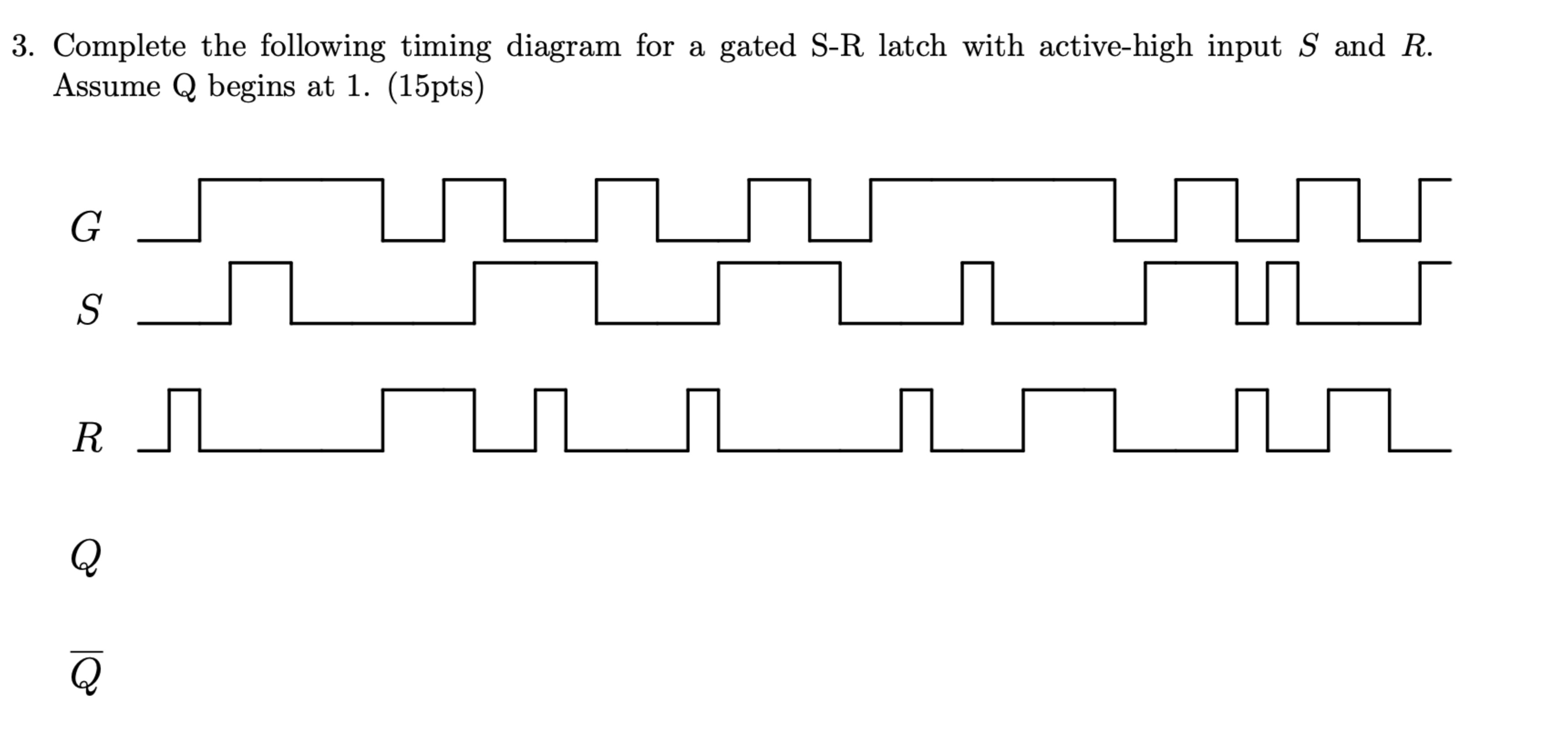 Solved Complete the following timing diagram for a gated S-R | Chegg.com