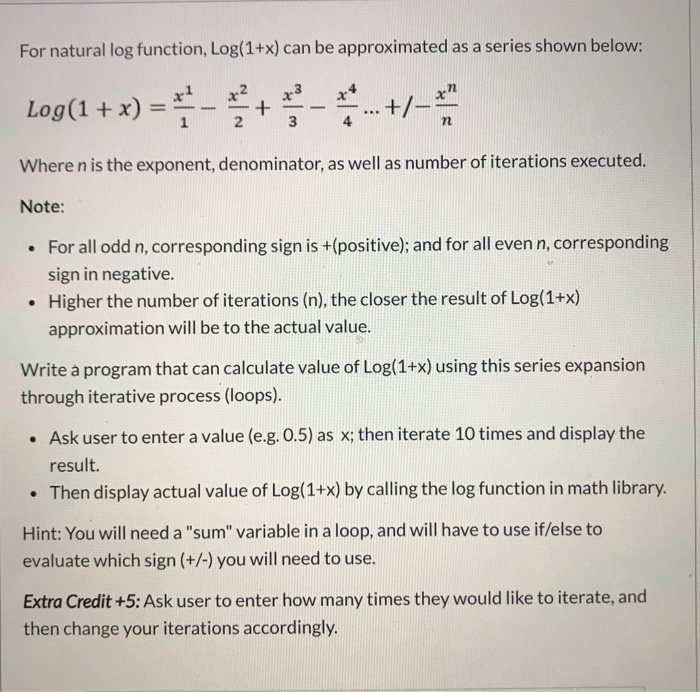 Solved For natural log function, Log(1+x) can be | Chegg.com