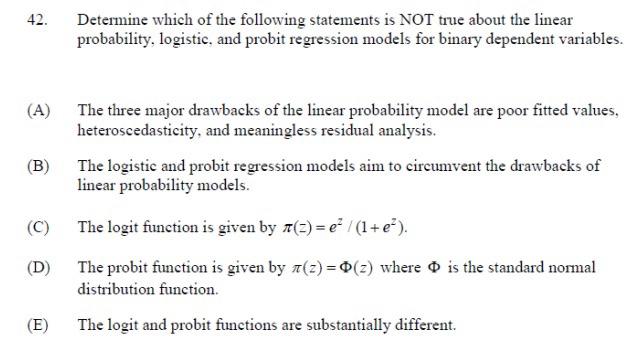 Solved 42. Determine which of the following statements is | Chegg.com
