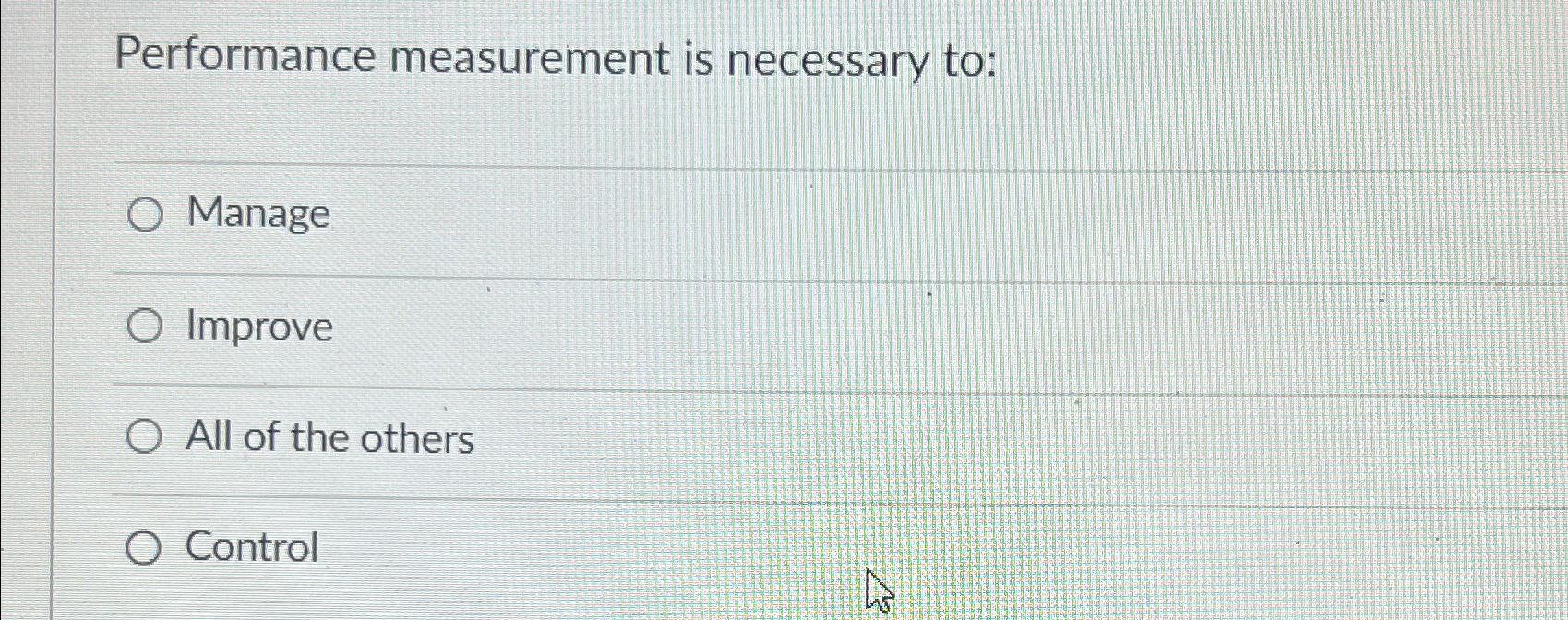 Solved Performance measurement is necessary | Chegg.com