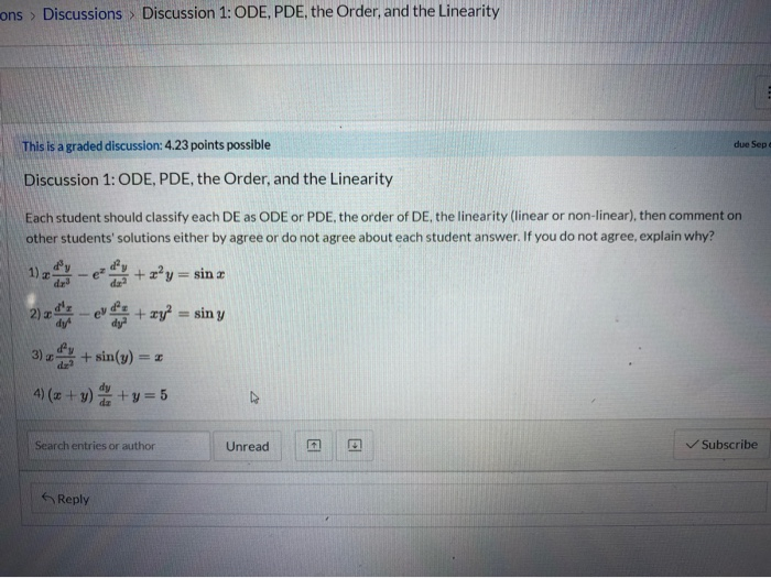 Solved ons > Discussions > Discussion 1: ODE, PDE, the | Chegg.com