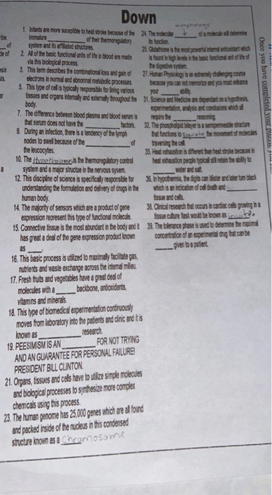 Solved ACROSS 1. Animals andor organisms that possess the | Chegg.com