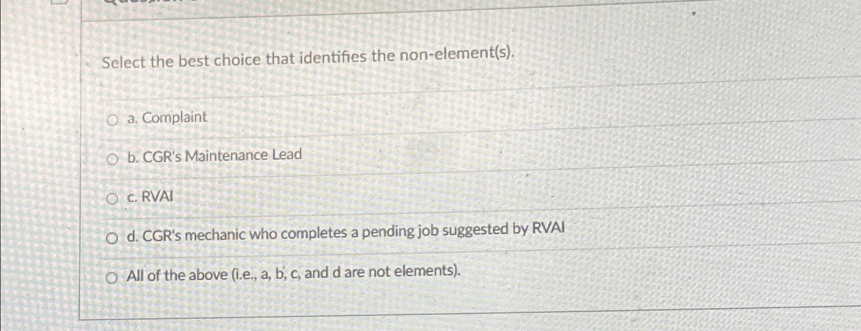 Solved Select the best choice that identifies the | Chegg.com