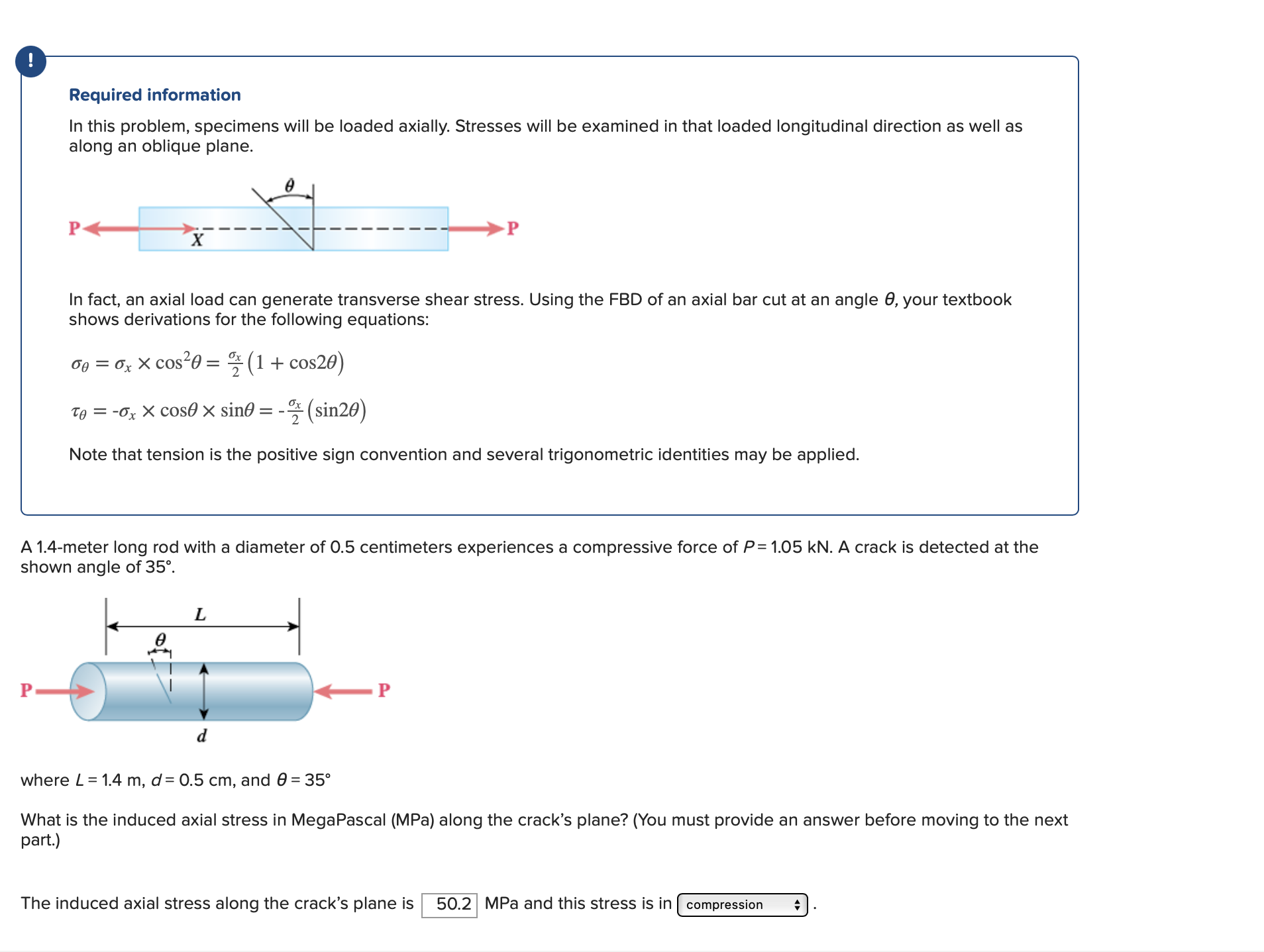 Solved A 1.4-meter long rod with a diameter of 0.5 | Chegg.com