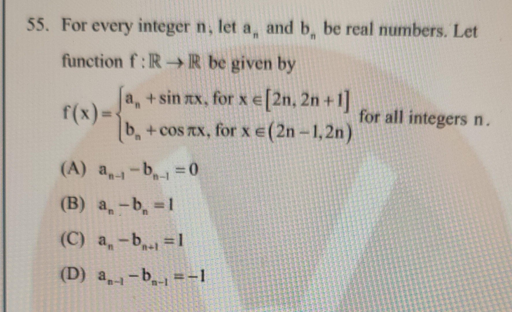 Solved For every integer n, ﻿let an ﻿and bn ﻿be real | Chegg.com