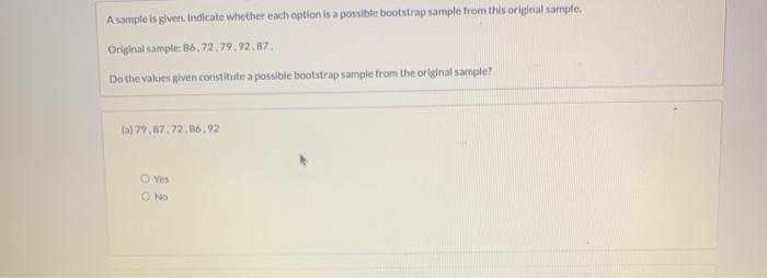 Solved A sample is given. Indicate whether each option in a | Chegg.com
