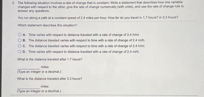 Solved 3. The following situation involves a rate of change | Chegg.com