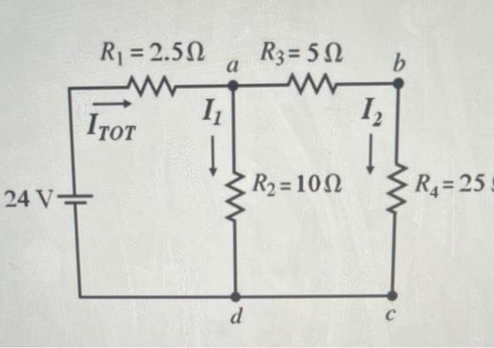 Solved calculate the currents (Itot, I1 and I2) for the | Chegg.com