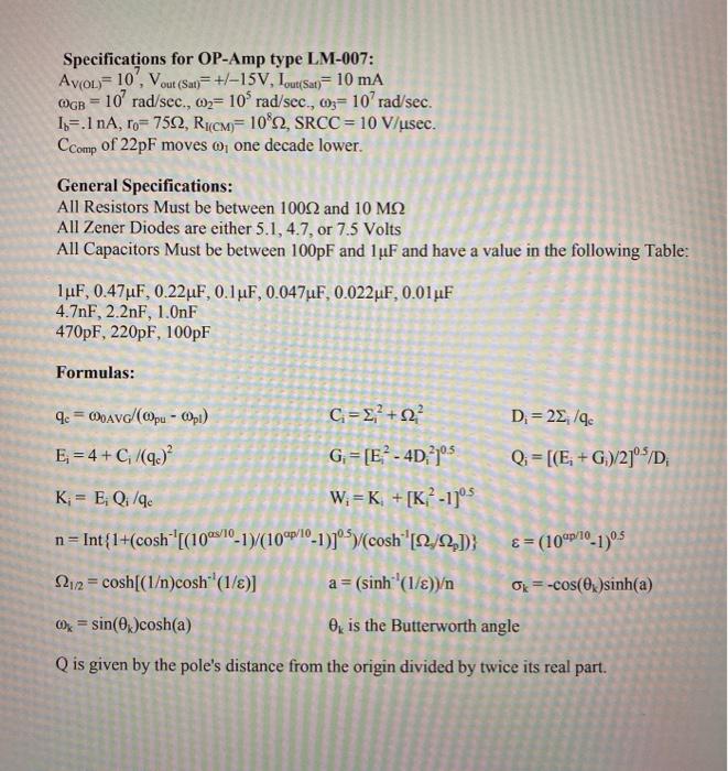Solved Problem #1 80pts. Using our LM-007 OP Amp Design and | Chegg.com