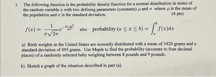 Solved The following function is the probability density | Chegg.com