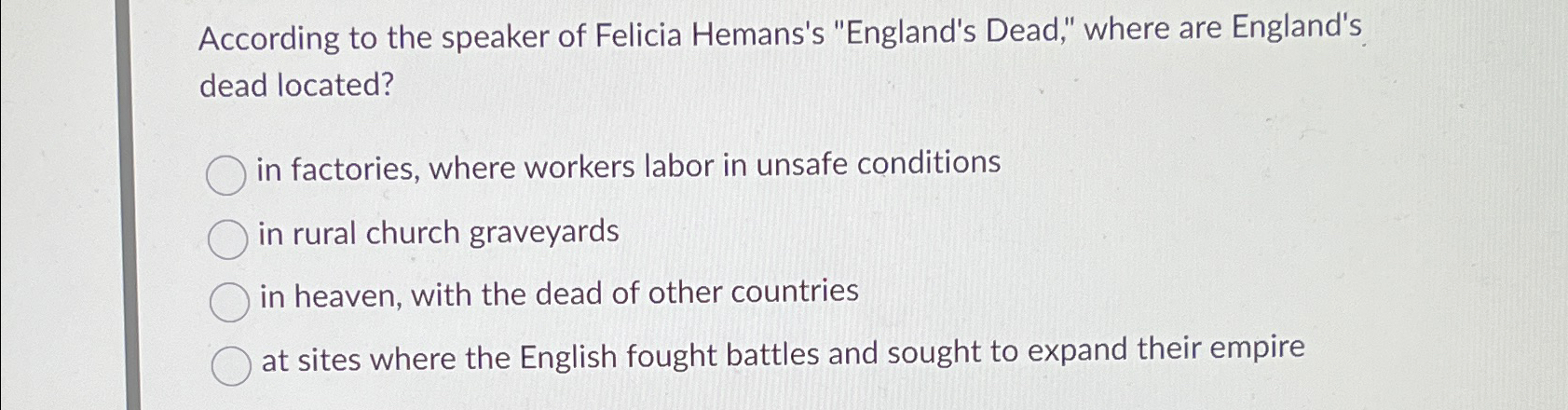 Solved According to the speaker of Felicia Hemans's | Chegg.com