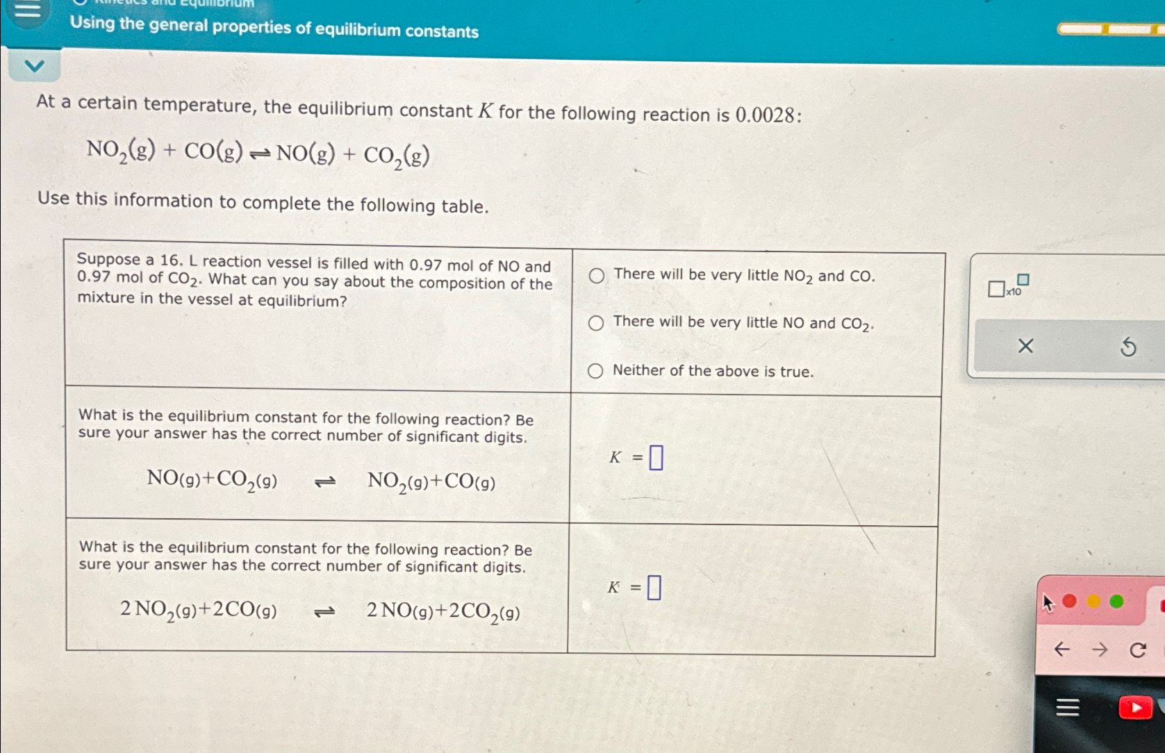 Solved Using the general properties of equilibrium | Chegg.com