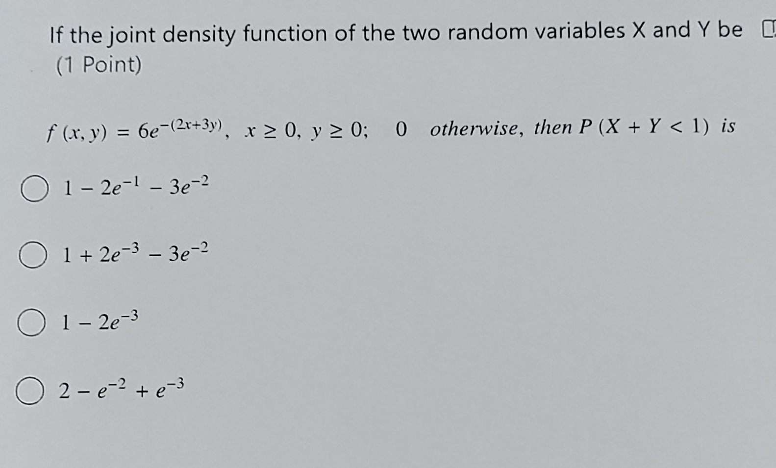 Solved If the joint density function of the two random | Chegg.com