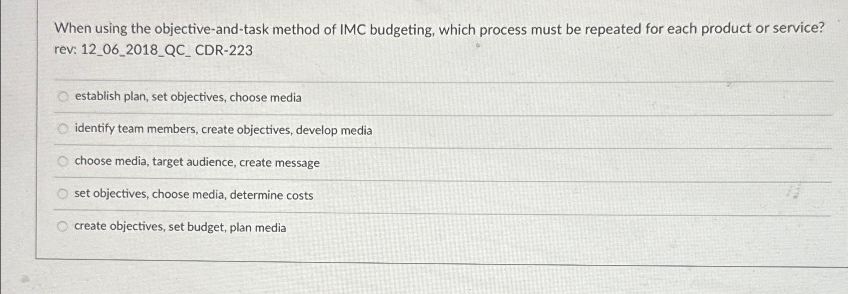 Solved When using the objective-and-task method of IMC | Chegg.com