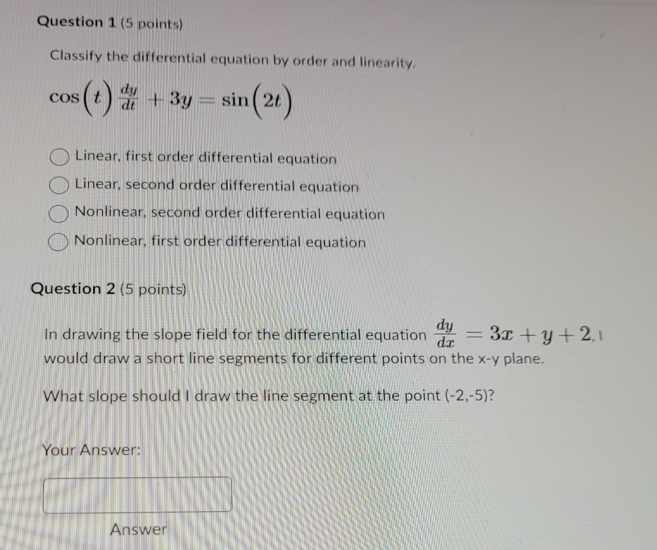 Solved Classify the differential equation by order and | Chegg.com