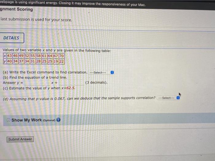 Solved webpage is using significant energy. Closing it may | Chegg.com
