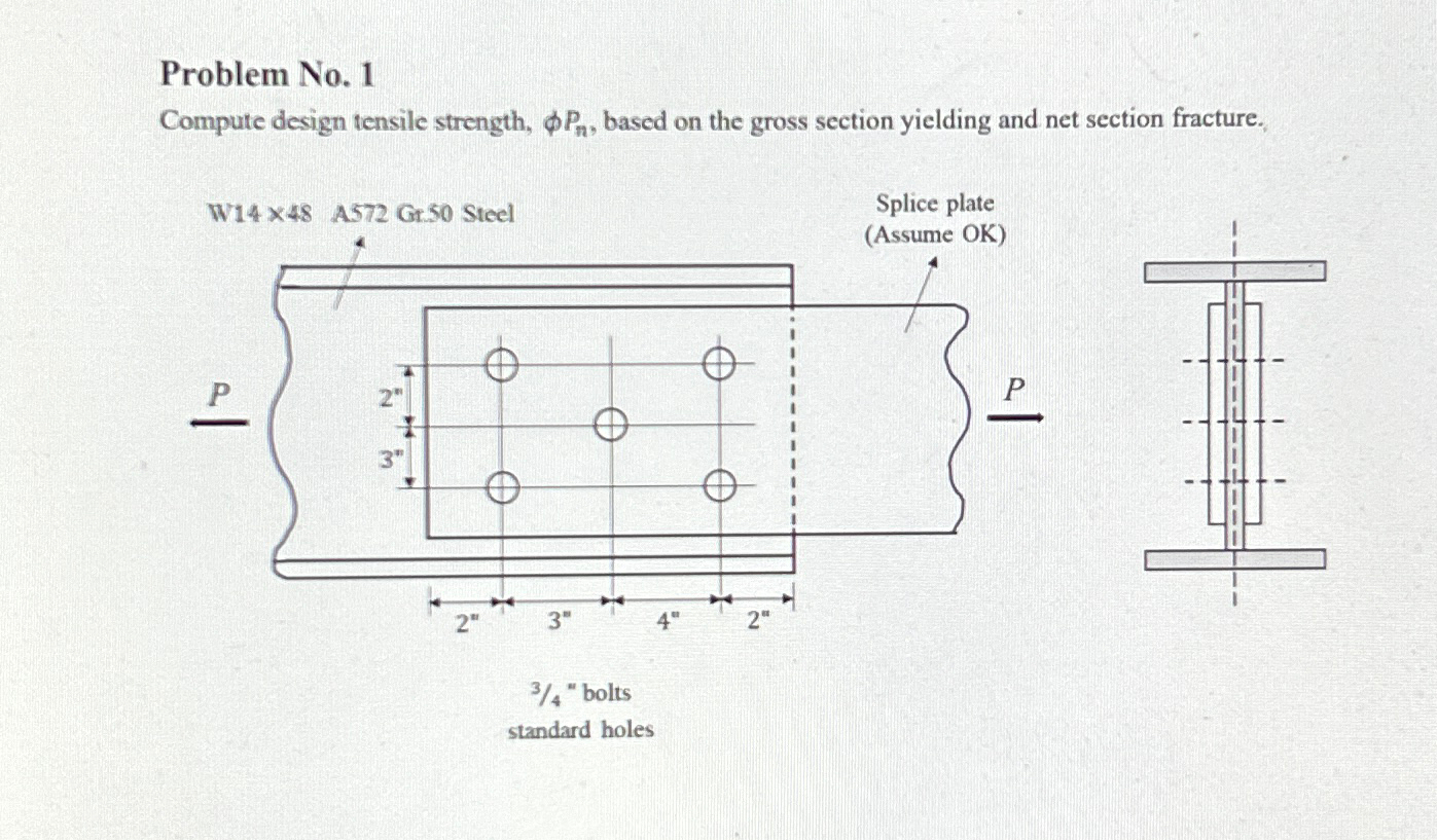 Solved Problem No. 1Compute design tensile strength, φPn, | Chegg.com