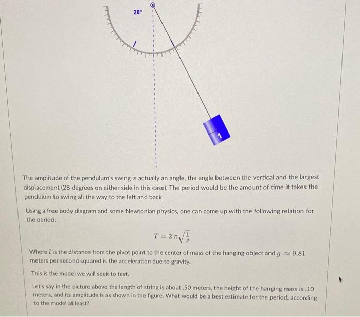 Solved The amplitude of the pendulum's swing is actually an | Chegg.com