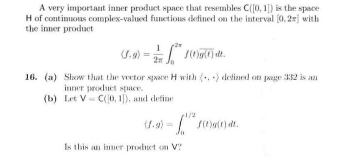 Solved A very important inner product space that resembles | Chegg.com